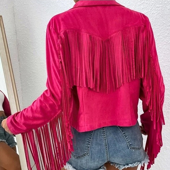 Jackets & Coats | New Chic Faux Suede Leather Fringe Western Jacket Hot ...
